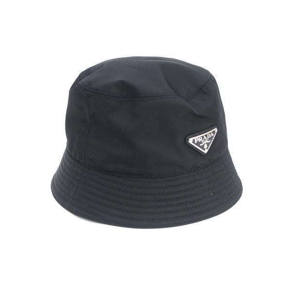 PRADA / プラダ ◆Re Nylon バケットハット トライアングル 三角ロゴ ブラック 1HC137 【帽子/ハット/キャップ/帽】 【中古】