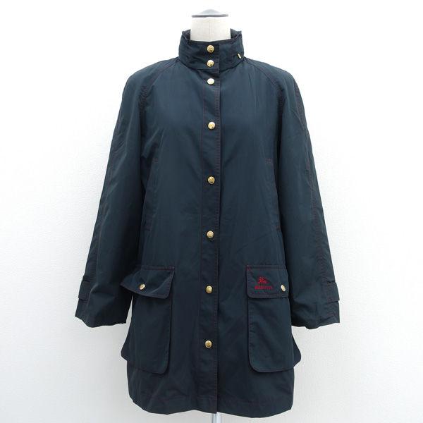 BURBERRYS / バーバリーズ ◆ナイロンコート/ロゴ刺繍/フード収納/金ボタン/ブラック/38 FNA46-256 レディース　【中古】