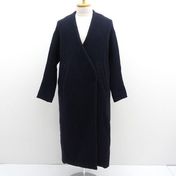 ENFOLD /　エンフォルド ◆リバーウールコート/ロングコート/ネイビー/サイズ38 レディースファッション 【中古】