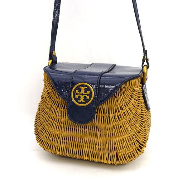 TORY BURCH / トリーバーチ ◆カゴバッグ ストロー ゴールドロゴ 2WAYバッグ ブランド【バッグ/バック/BAG/鞄/カバン】【中古】