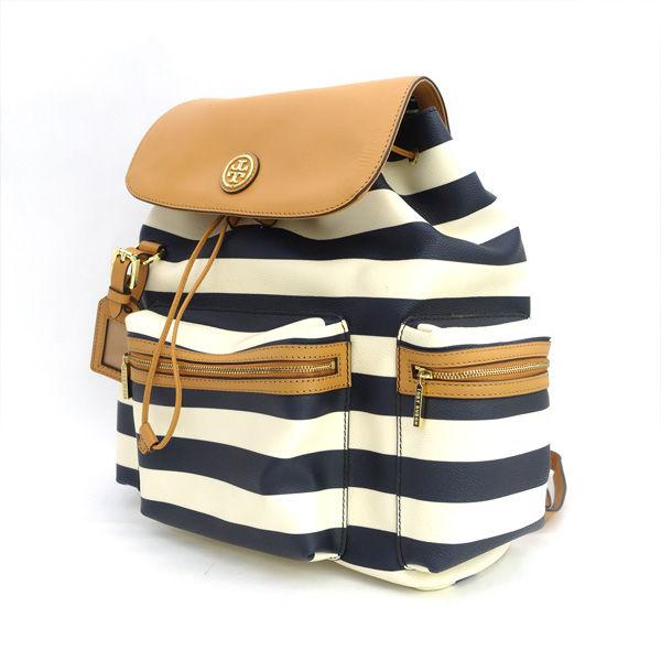 TORY BURCH / トリーバーチ ◆ボーダー リュック バックパック マリンテイスト 3【バッグ/バック/BAG/鞄/カバン】 【中古】