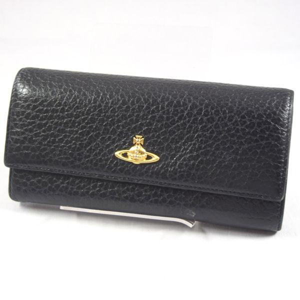 Vivienne Westwood / ヴィヴィアンウエストウッド ■オーブ 二つ折り長財布 レザー ブラック ブランド【中古】