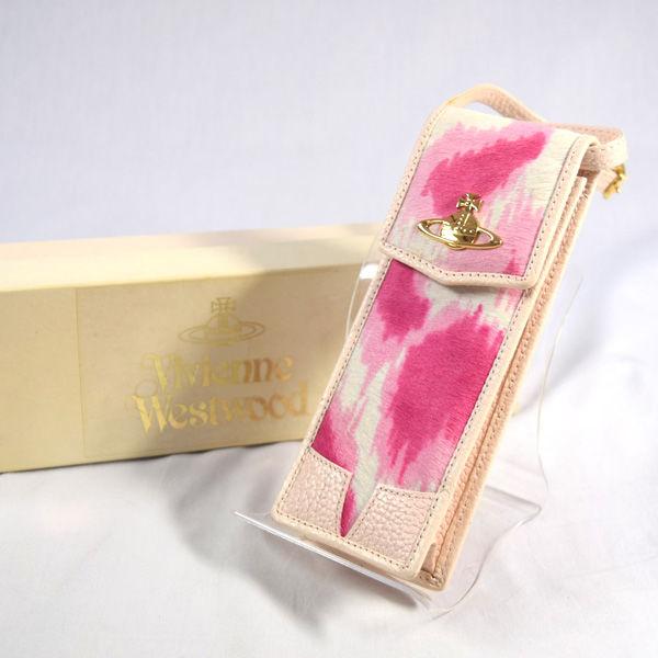 Vivienne Westwood / ヴィヴィアンウエストウッド ■ハラコ ポーチ レオパード ピンク ブランド【BAG/鞄/カバン】 【中古】
