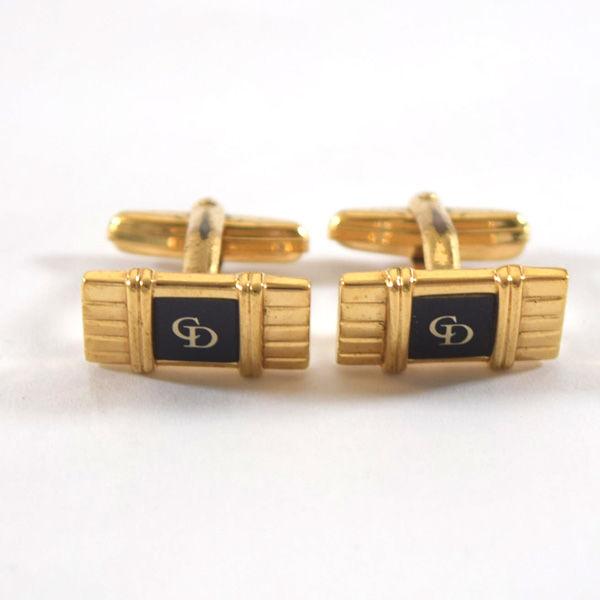 Christian Dior / クリスチャンディオール ■カフス　カフリンクス　ゴールドカラー　ブラック　【アクセサリー】 【中古】