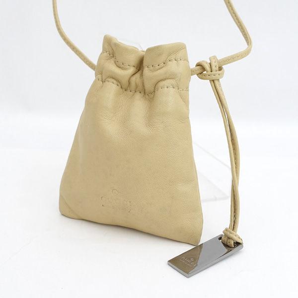 GUCCI / グッチ ■ポーチ ネックレス 首掛け チャーム ベージュ レザー  ブランド【バッグ/バック/BAG/鞄/カバン】 【中古】