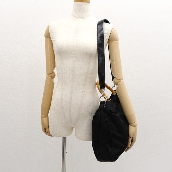 GUCCI / グッチ □バンブー ショルダーバッグ ナイロン ブラック