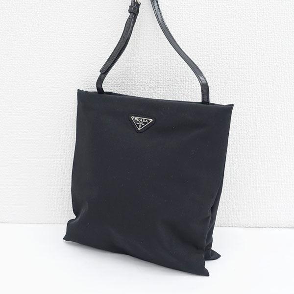 PRADA / プラダ ■ハンドバッグ セミショルダー テスート レザー ブラック がま口 B8421 ブランド【BAG/鞄/カバン】 【中古】
