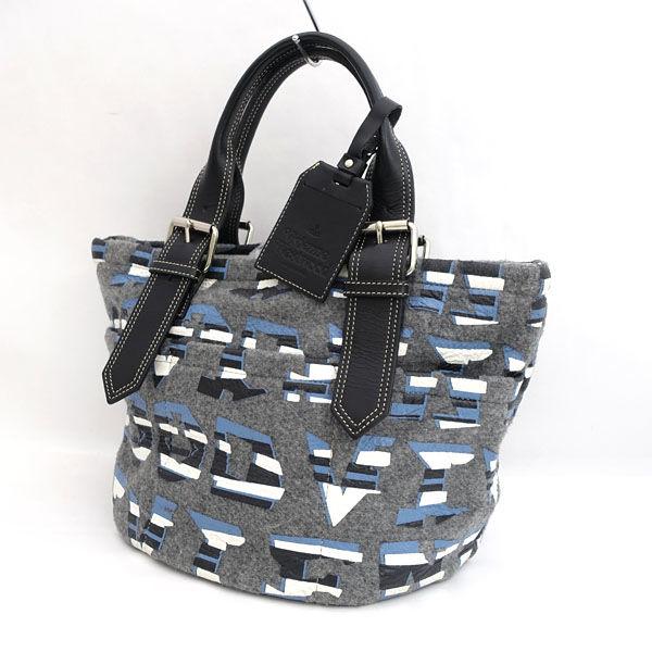 Vivienne Westwood / ヴィヴィアンウエストウッド ■ハンドバッグ ORB レザー 綿混プリント VW1 【中古】