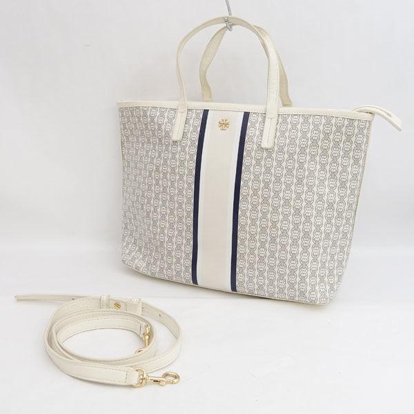 TORY BURCH / トリーバーチ ■2WAYバッグ ハンド　ショルダー ホワイト　グレー 【バッグ/バック/BAG/鞄/カバン】 【中古】
