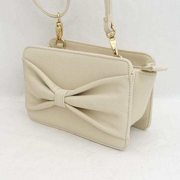 agnes b / アニエスベー ■ショルダーバッグ 合皮 オフホワイト  ゴールド ブランド【バッグ/バック/BAG/鞄/カバン】 【中古】