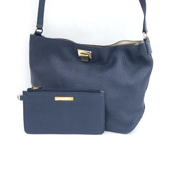 TIFFANY&Co. / ティファニー ■ショルダーバッグ レザー 揉み革 ネイビー ブランド【バッグ/バック/BAG/鞄/カバン】 【中古】