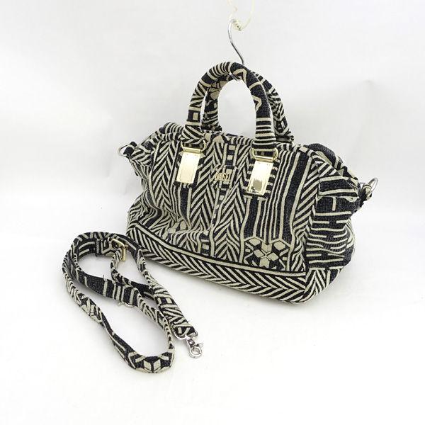 DIESEL / ディーゼル ■ショルダー　ハンドバッグ　ミニボストン　ポリエステル　ベージュ　ブラック【バッグ】 【中古】