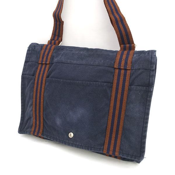 HERMES / エルメス ■フールトゥ　バサスMM　メッセンジャー　キャンバス　ネイビー 101019M ブランド【バッグ】 【中古】
