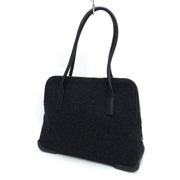 PRADA / プラダ ■ハンドバッグ　セミショルダー　ブラック　ウール　ツイード風 B9497 ブランド【BAG/鞄/カバン】 【中古】