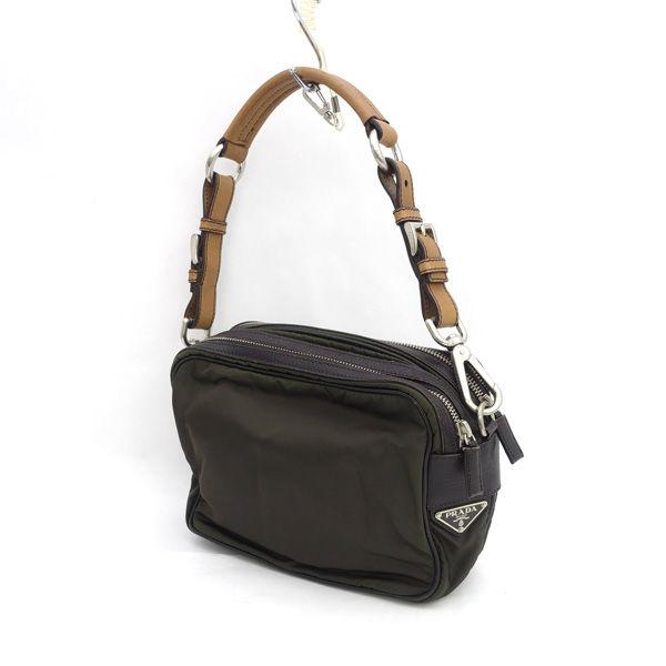 PRADA / プラダ ■セミショルダーバッグ　グリーン　ブラウン　 ブランド【バッグ/バック/BAG/鞄/カバン】 【中古】