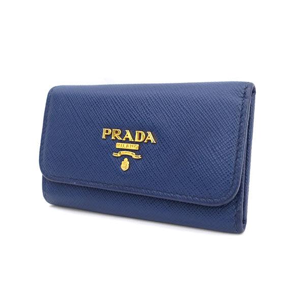 PRADA / プラダ ■6連　キーケース　レザー　ブルー ブランド【KEY/キー/鍵】 【中古】