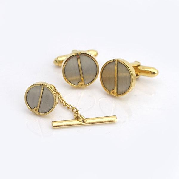 DUNHILL / ダンヒル ■カフス　ネクタイピン　セット　ゴールドカラー　シルバーカラー　スチール ブランド【中古】
