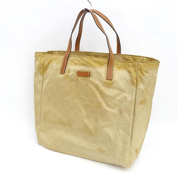 GUCCI / グッチ ■GG柄　ハンドバッグ　ナイロン　ベージュ　ブラウン 282439-520981 ブランド【BAG/鞄/カバン】 【中古】