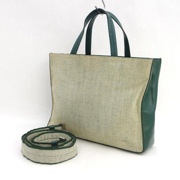 PRADA / プラダ ■ハンドバッグ　ショルダー　２WAY　キャンバス　グリーン ブランド【バッグ/バック/BAG/鞄/カバン】 【中古】