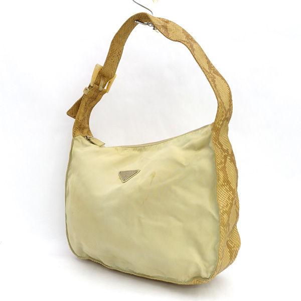 PRADA / プラダ ■ワンショルダーバッグ　パイソン　ナイロン　ベージュ ブランド【バッグ/バック/BAG/鞄/カバン】 【中古】