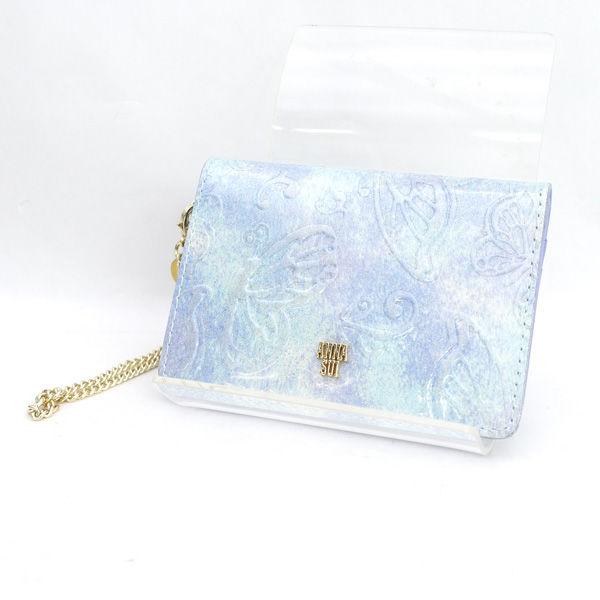 ANNA SUI / アナスイ ■パスケース　カード　定期　レザー　ブルー ブランド 【中古】