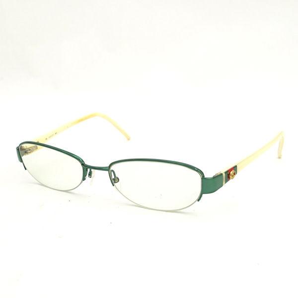 GUCCI / グッチ ■度入りメガネ　プラスチック　アイボリー　グリーン GG2718 ブランド【サングラス/メガネ/眼鏡】 【中古】