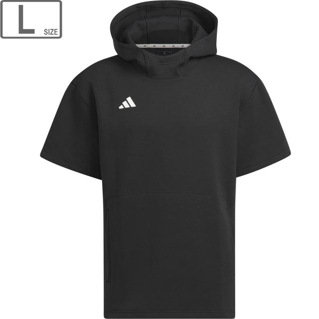 adidas アディダス 【ユニセックス】ダグアウト 半袖 パーカー 【ブラック】【Lサイズ】 JRY93