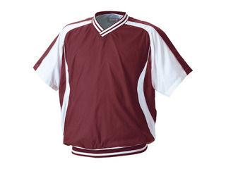 ゼット ZETT BOV300H-6811 半袖Vネックジャンパー 【Oサイズ】 （エンジ×ホワイト）