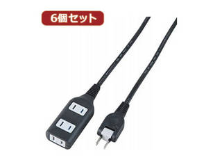 YAZAWA YAZAWA 【6個セット】耐トラ付タップ3個口  Y02S305BKX6