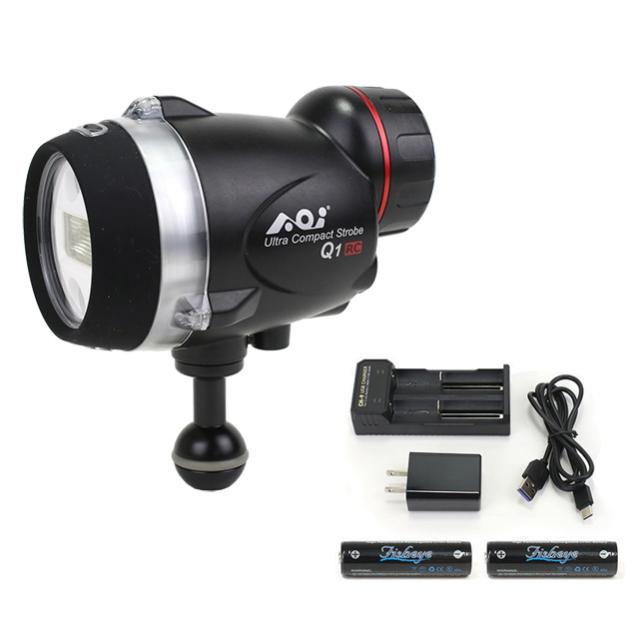 AOI エーオーアイ 30599 AOI-UCS-Q1-RC-BLK(ブラック) ウルトラコンパクトストロボ RC+バッテリー・チャージャーセット