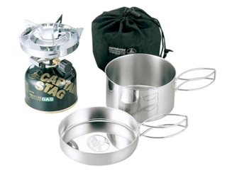 キャプテンスタッグ CAPTAIN STAG M7903 小型ガスバーナーコンロ ＜圧電点火装置付＞ クッカーセット ＜バッグ付＞ Ｍ−７９０３Ｅ