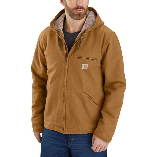 (取寄) カーハート メンズ OJ392 ウォッシュド ダック シェルパ ライン フーデット ジャケット - メンズ Carhartt men OJ392 Washed Duck Sherpa Lined Hooded Jacket - Men's Carhartt Brown