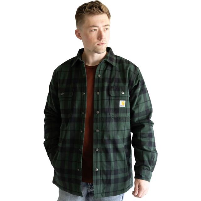 (取寄) カーハート メンズ リラックスド-フィット フィット フランネル シャルパラインド シャツ ジャケット - メンズ Carhartt men Relaxed Fit Flannel Sherpa-Lined Shirt Jacket - Men's Forestry Green