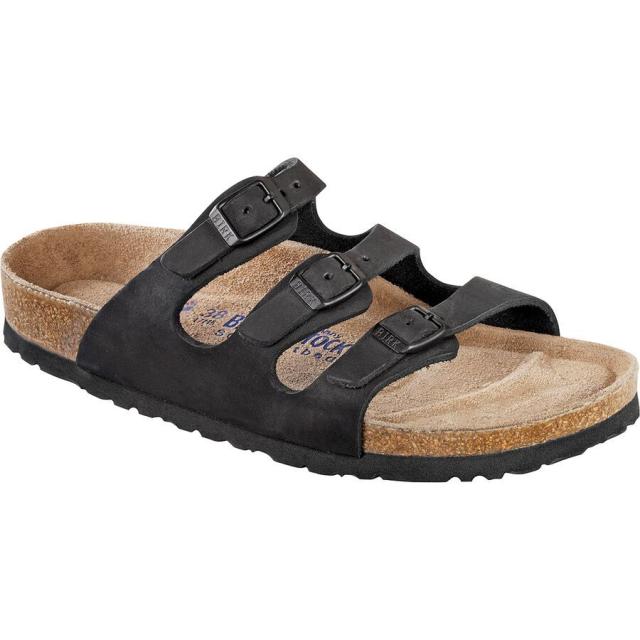 (取寄) ビルケンシュトック レディース フロリダ ソフト フットベッド サンダル - ウィメンズ Birkenstock women Florida Soft Footbed Sandal - Women's Black Oiled Leather