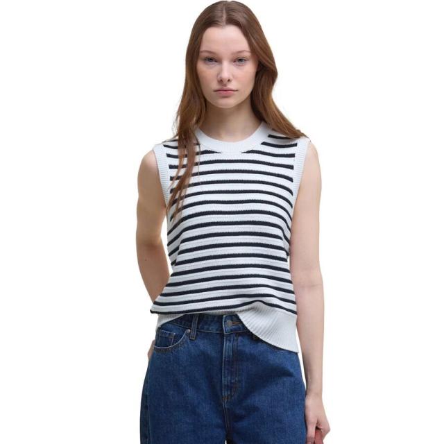 (取寄) バブアー レディース スリーブレス ニット タンク トップ - ウィメンズ Barbour women Emberly Sleeveless Knitted Tank Top - Women's Cloud/Navy