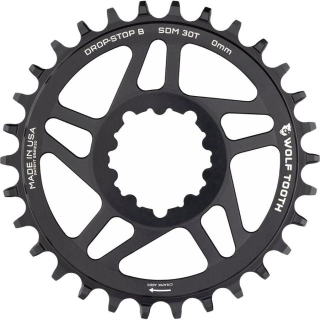 (取寄) ウルフトゥースコンポーネンツ ドロップ ストップ スラム ダイレクト マウント チェーンリング Wolf Tooth Components Drop Stop SRAM Direct Mount Chainring Black/0mm Offset