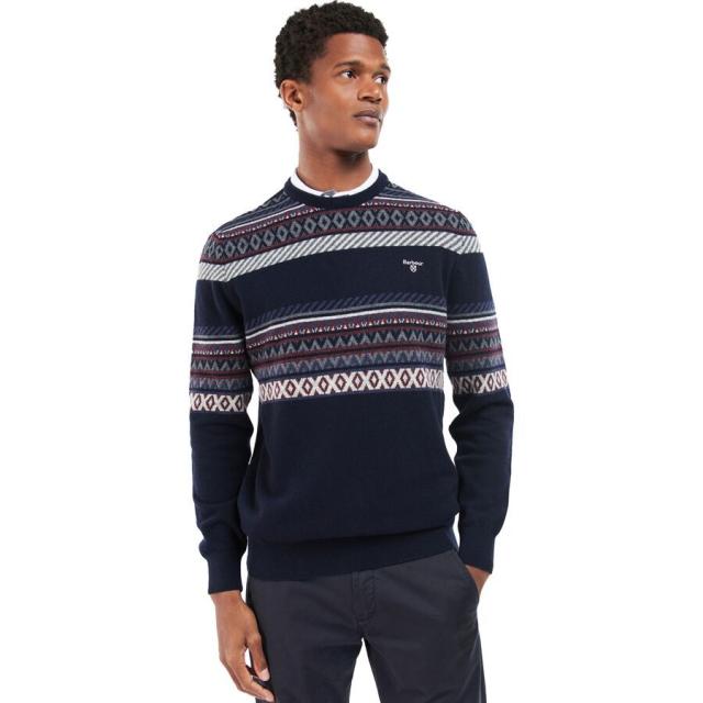 (取寄) バブアー メンズ ウィンターボーン フェアアイル クルー セーター - メンズ Barbour men Winterborne Fairisle Crew Sweater - Men's Navy