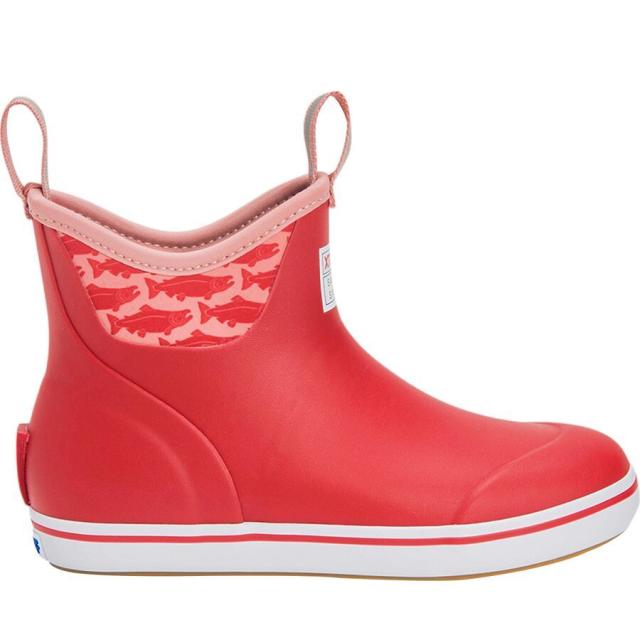 (取寄) エクストラタフ レディース アンクル サーモン シスターズ 6インチ デック ブーツ - ウィメンズ Xtratuf women Ankle Salmon Sisters 6in Deck Boot - Women's Red/Sockeye Salmon
