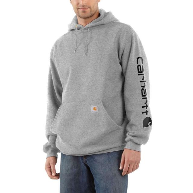 (取寄) カーハート メンズ ミッドウエイト シグニチャー スリーブ フーデット スウェットシャツ - メンズ Carhartt men Midweight Signature Sleeve Hooded Sweatshirt - Men's Heather Gray/Black