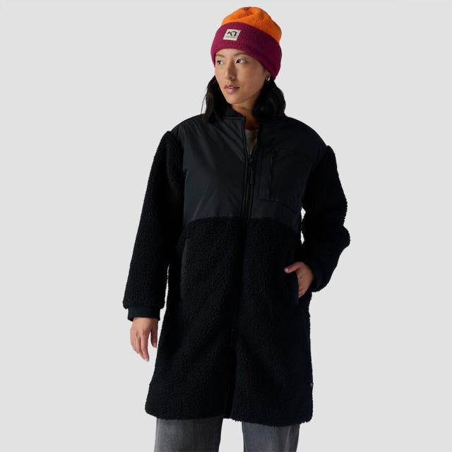 (取寄) バックカントリー レディース ミックスド ファブリック フリース ロング コート - ウィメンズ Backcountry women Mixed Fabric Fleece Long Coat - Women's Black