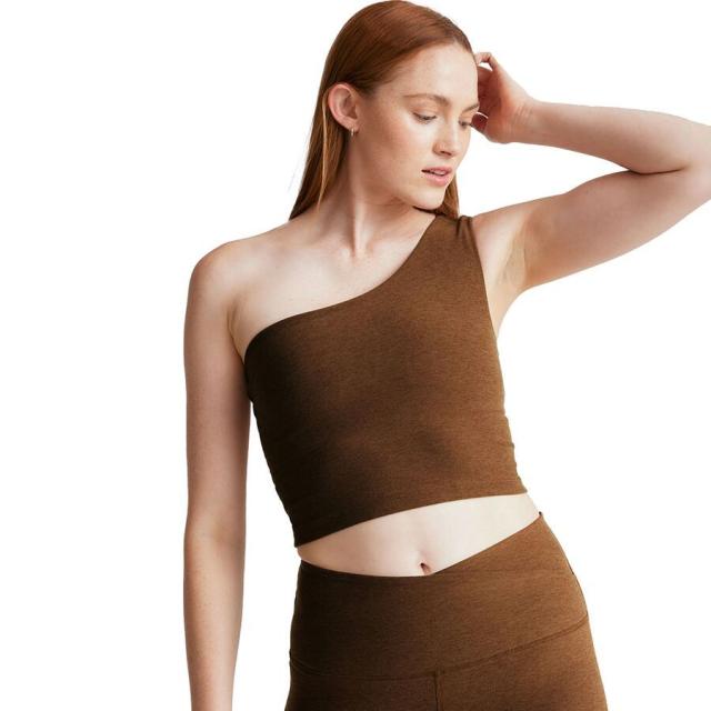 (取寄) ビヨンドヨガ レディース スペースダイ ザ ボールド ショルダー クロップド タンク トップ - ウィメンズ Beyond Yoga women Spacedye The Bold Shoulder Cropped Tank Top - Women's Bold Mocha Heather
