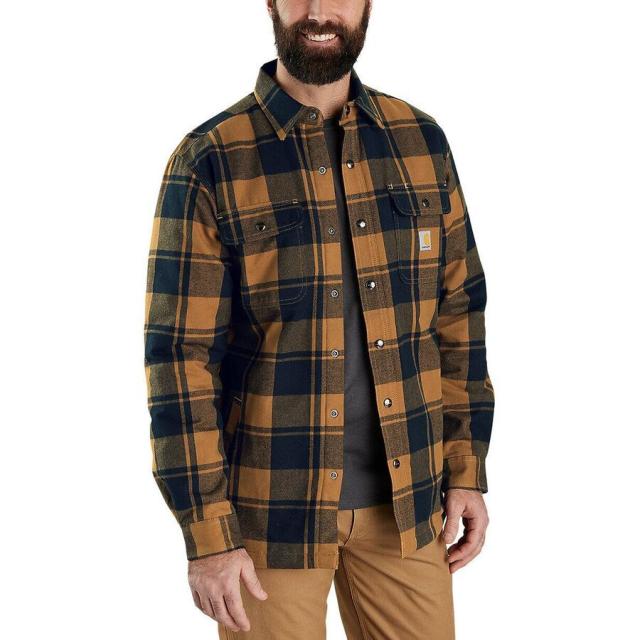 (取寄) カーハート メンズ リラックスド-フィット フィット フランネル シャルパラインド シャツ ジャケット - メンズ Carhartt men Relaxed Fit Flannel Sherpa-Lined Shirt Jacket - Men's Carhartt Brown