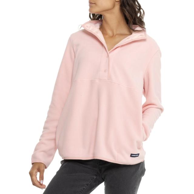 (取寄) ランズエンド ライトウェイト パウダー フリース プルオーバー ジャケット - スナップ ネック Lands' End Lightweight Powder Fleece Pullover Jacket - Snap Neck Pink