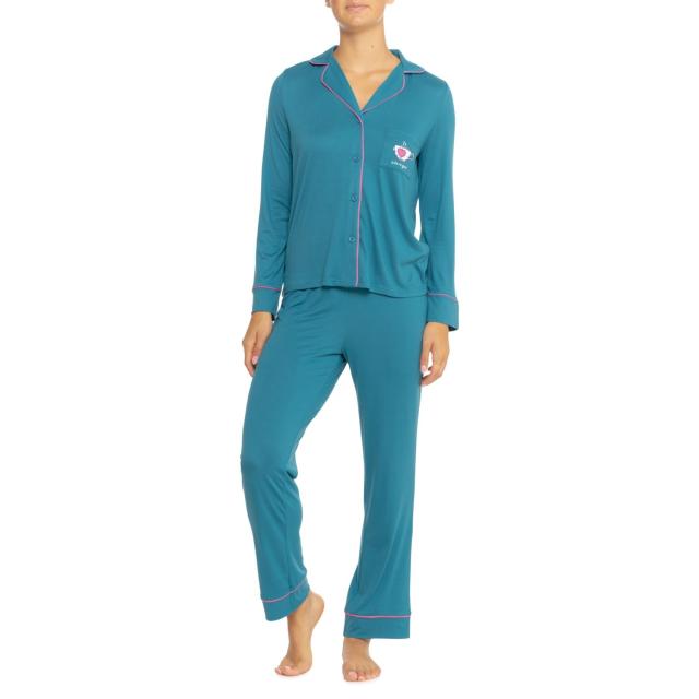 (取寄) ライフイズグッド ノッチ カラー パジャマ - ロング スリーブ Life is Good Life is Good Notch Collar Pajamas - Long Sleeve  Emerald Blue