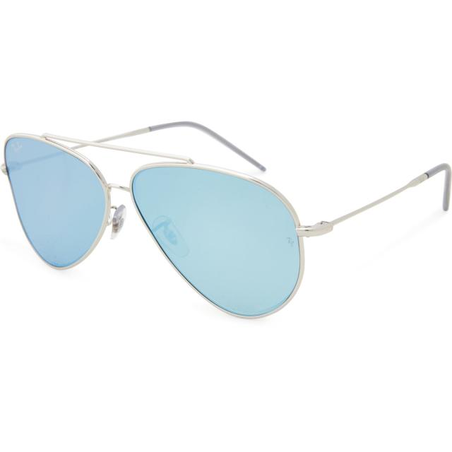 (取寄) メイド イン イタリー アビエイター リバース サングラス - ミラード レンジズ RayBan Made in Italy Aviator Reverse RBR0101 (8056597919098) Sunglasses - Mirrored Lenses  Silver/Dark Grey Mirror Turquoise