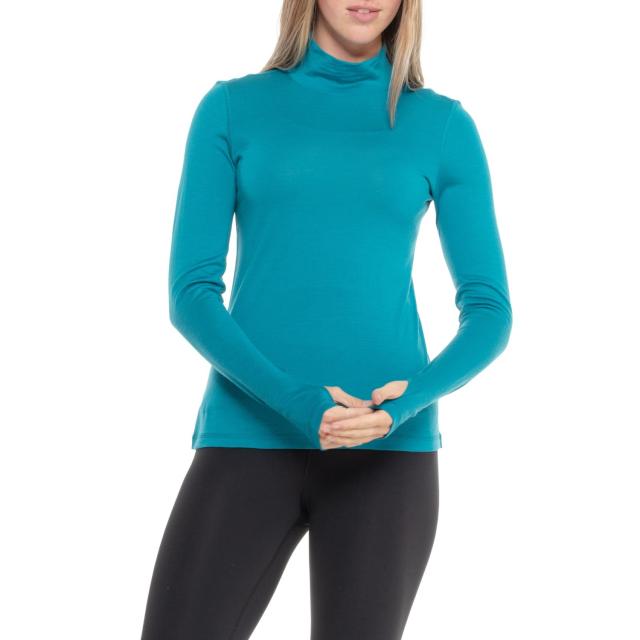 (取寄) ウィックドウール モック ネック ベース レイヤー トップ - メリノ ウール, ロング スリーブ Wicked Wool Mock Neck Base Layer Top - Merino Wool, Long Sleeve  Ocean Depths