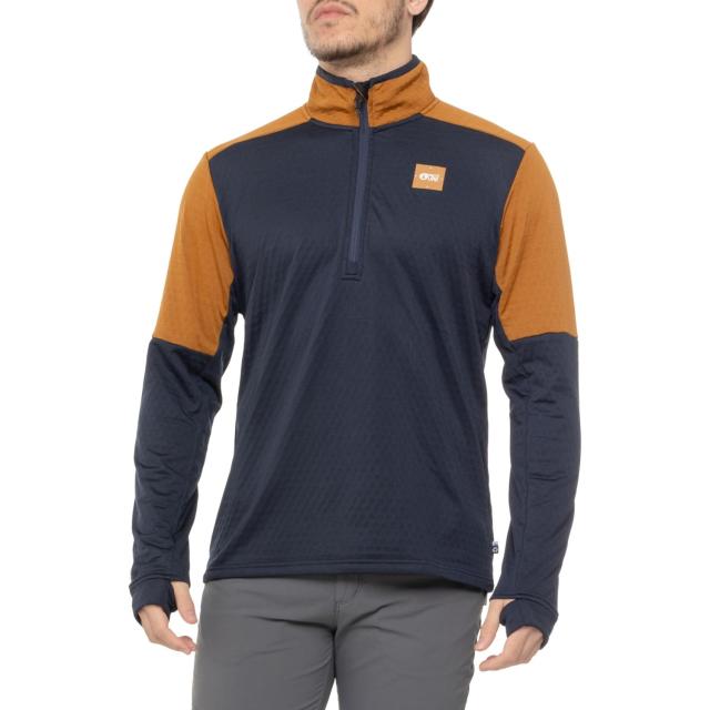 (取寄) ピクチャーオーガニック ベイク グリッド テック フリース シャツ - ジップ ネック, ロング スリーブ Picture Organic Bake Grid Tech Fleece Shirt - Zip Neck, Long Sleeve  Dark Blue