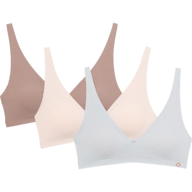 (取寄) ダンスキン マイクロファイバー リブド ラウンジ ブラレット - 3-パック Danskin Microfiber Ribbed Lounge Bralette - 3-Pack  Sea Washed/Shale/Silver Lake