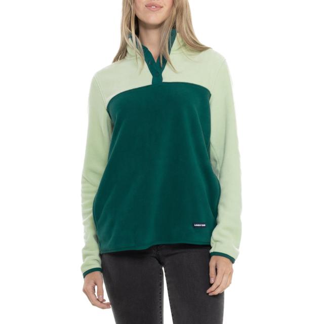(取寄) ランズエンド ライトウェイト パウダー フリース シャツ - スナップ ネック, ロング スリーブ Lands' End Lightweight Powder Fleece Shirt - Snap Neck, Long Sleeve Laurel Green/June Bug