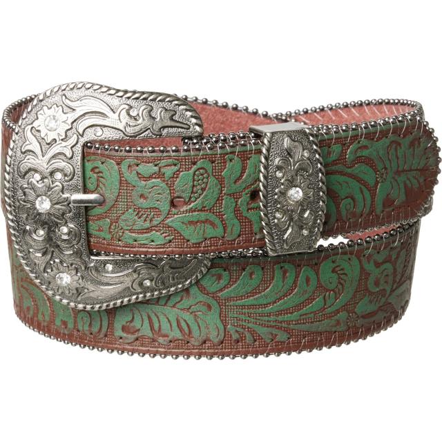 (取寄) ターコイズ ティンテッド エンボス ベルト - レザー Most Wanted Turquoise Tinted Embossed Belt - Leather  Brown
